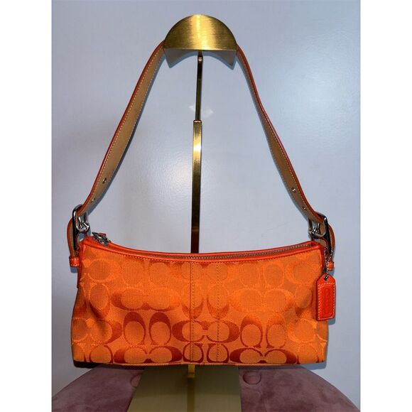 Coach | Bags | Coach Rare 200s Signature Orange Demi Baguette Hampton ...